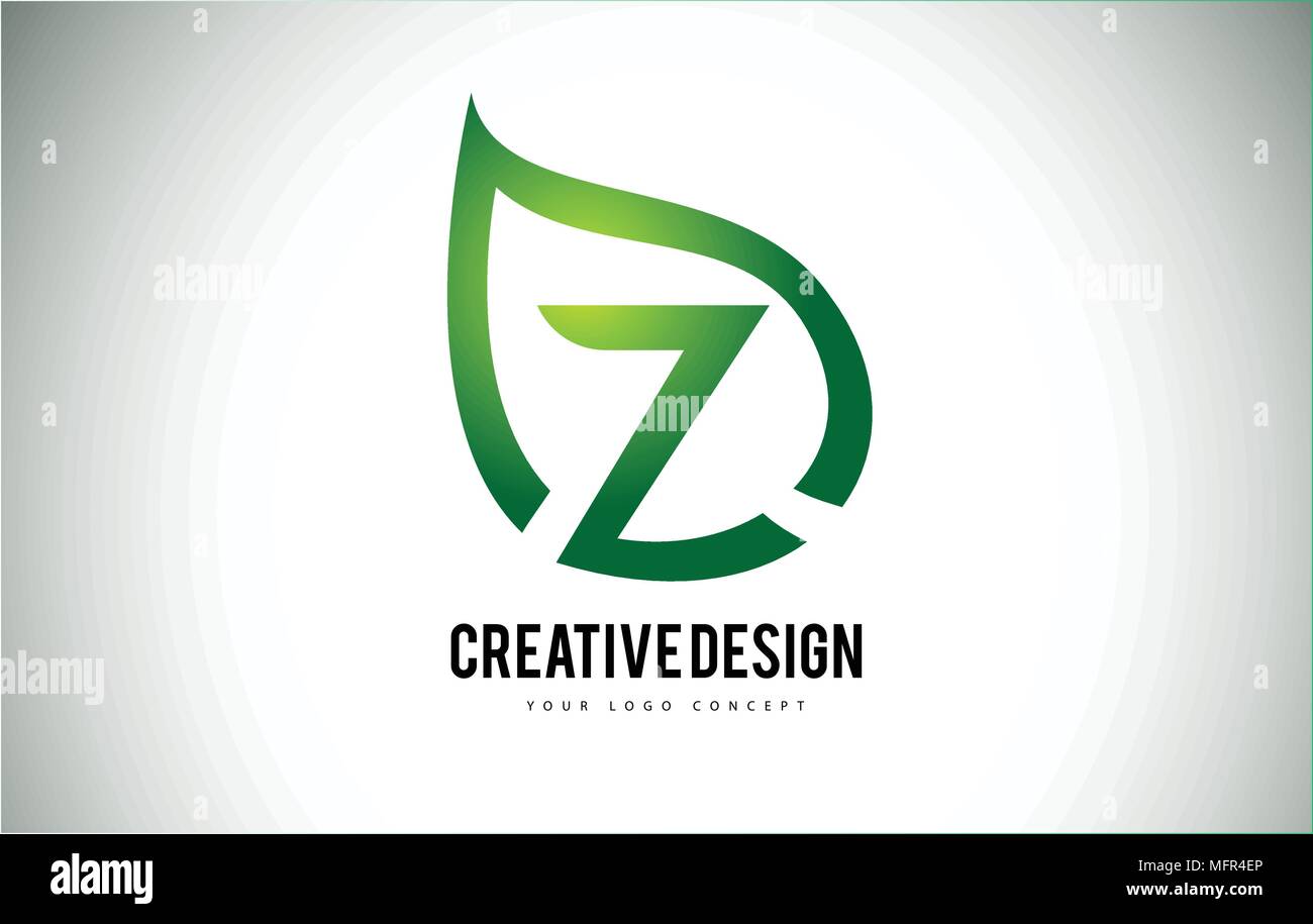 Z Leaf Logo Letter Design with Green Leaf Outline Vector Illustration ...