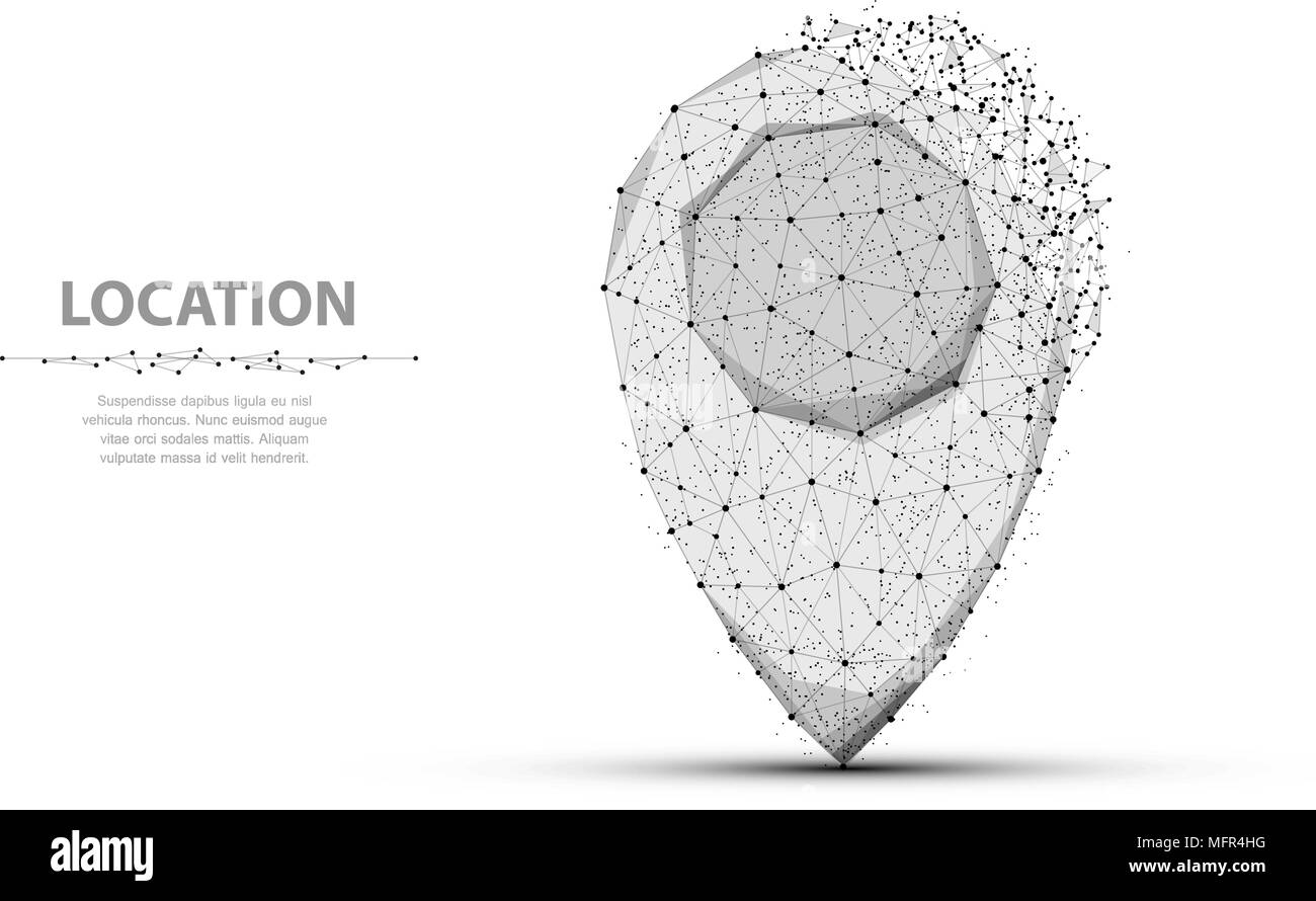 Pin. Polygonal mesh art. Concept illustration or background Stock ...
