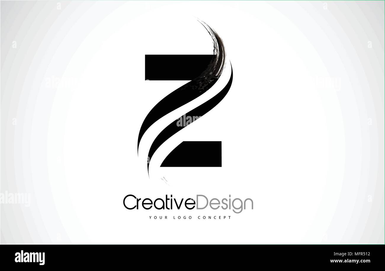 Z Letter Logo Design Brush Paint Stroke. Artistic Black Paintbrush ...