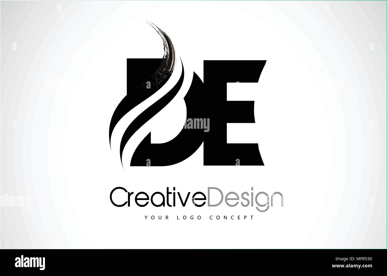 DE D E Creative Modern Black Letters Logo Design with Brush Swoosh ...