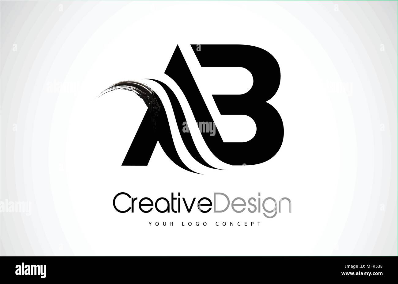 AB A B Creative Modern Black Letters Logo Design with Brush Swoosh ...