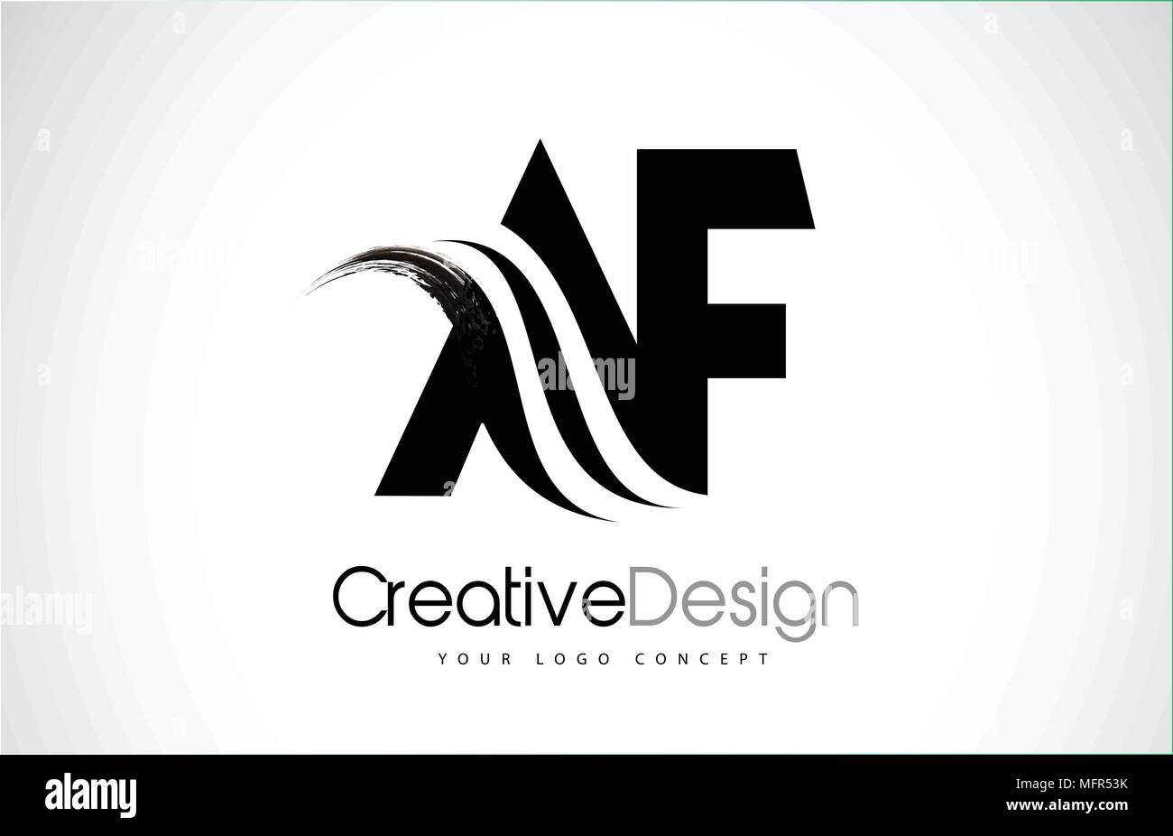 AF A F Creative Modern Black Letters Logo Design with Brush Swoosh ...