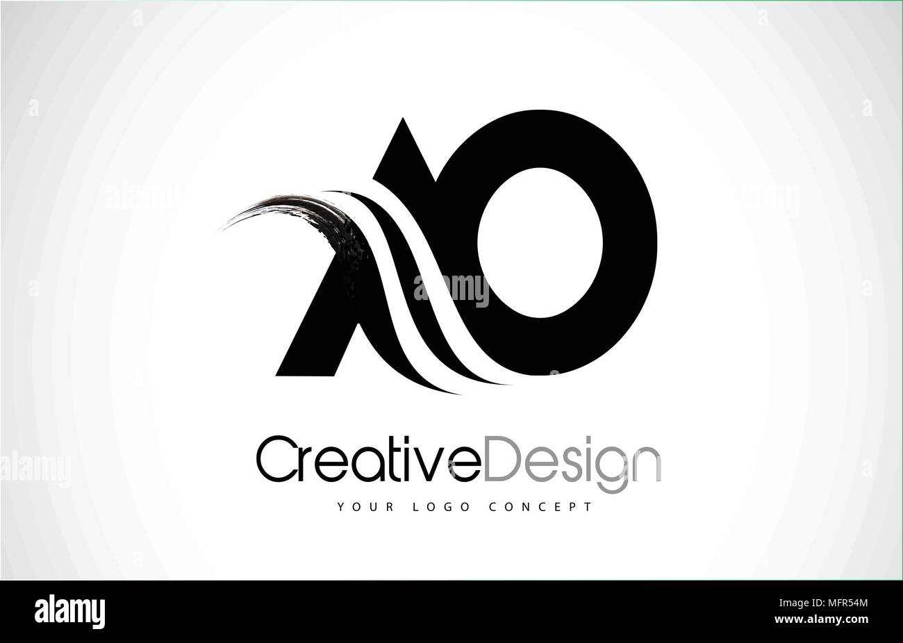 AO A O Creative Modern Black Letters Logo Design with Brush Swoosh ...