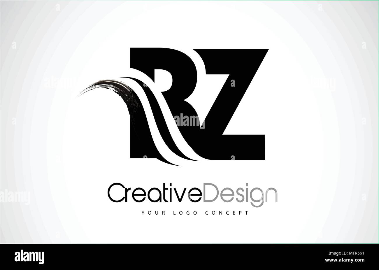 BE B E Creative Modern Black Letters Logo Design with Brush Swoosh ...