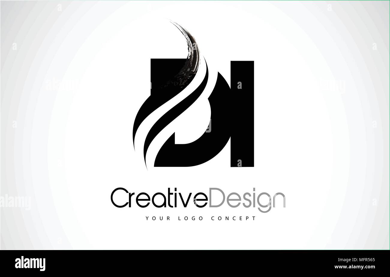 DI D I Creative Modern Black Letters Logo Design with Brush Swoosh ...