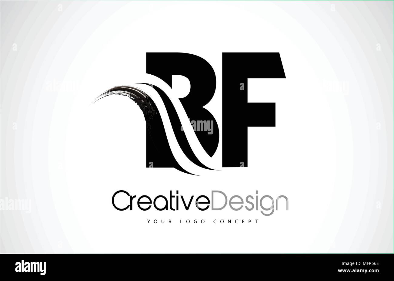 BF B F Creative Modern Black Letters Logo Design with Brush Swoosh ...