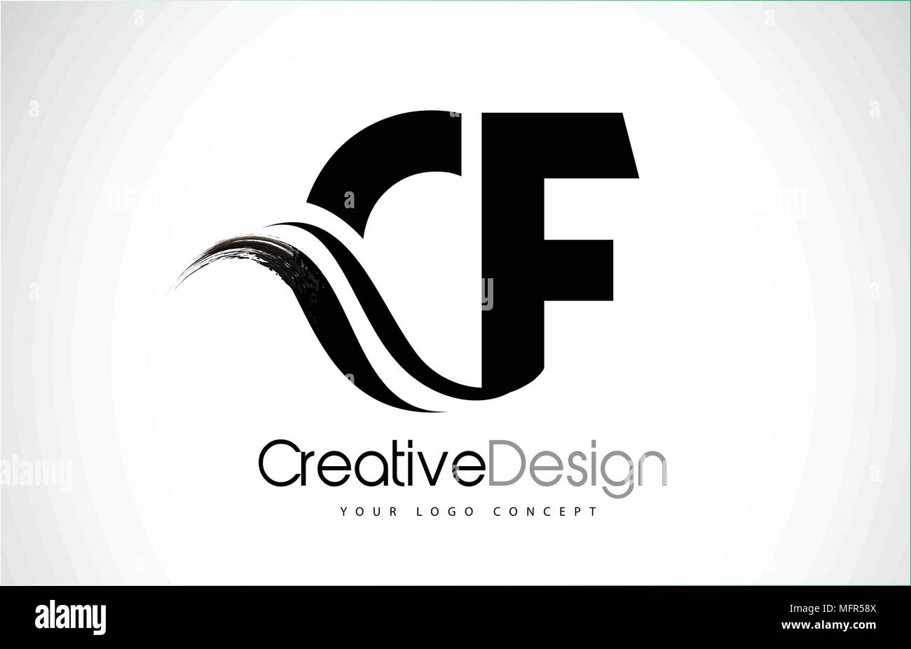 CF C F Creative Modern Black Letters Logo Design with Brush Swoosh ...