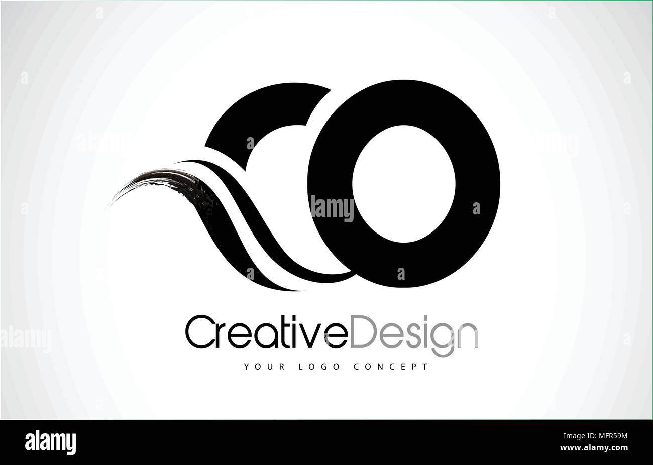 CO C O Creative Modern Black Letters Logo Design with Brush Swoosh ...