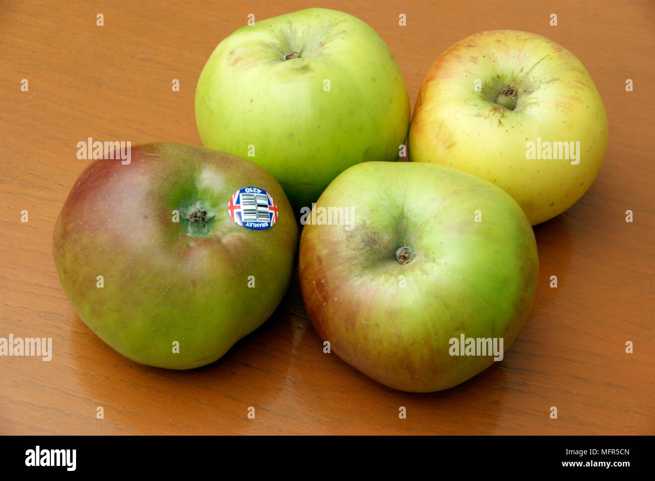 Bramley apples for cooking with a British Union Jack logo sign Stock ...