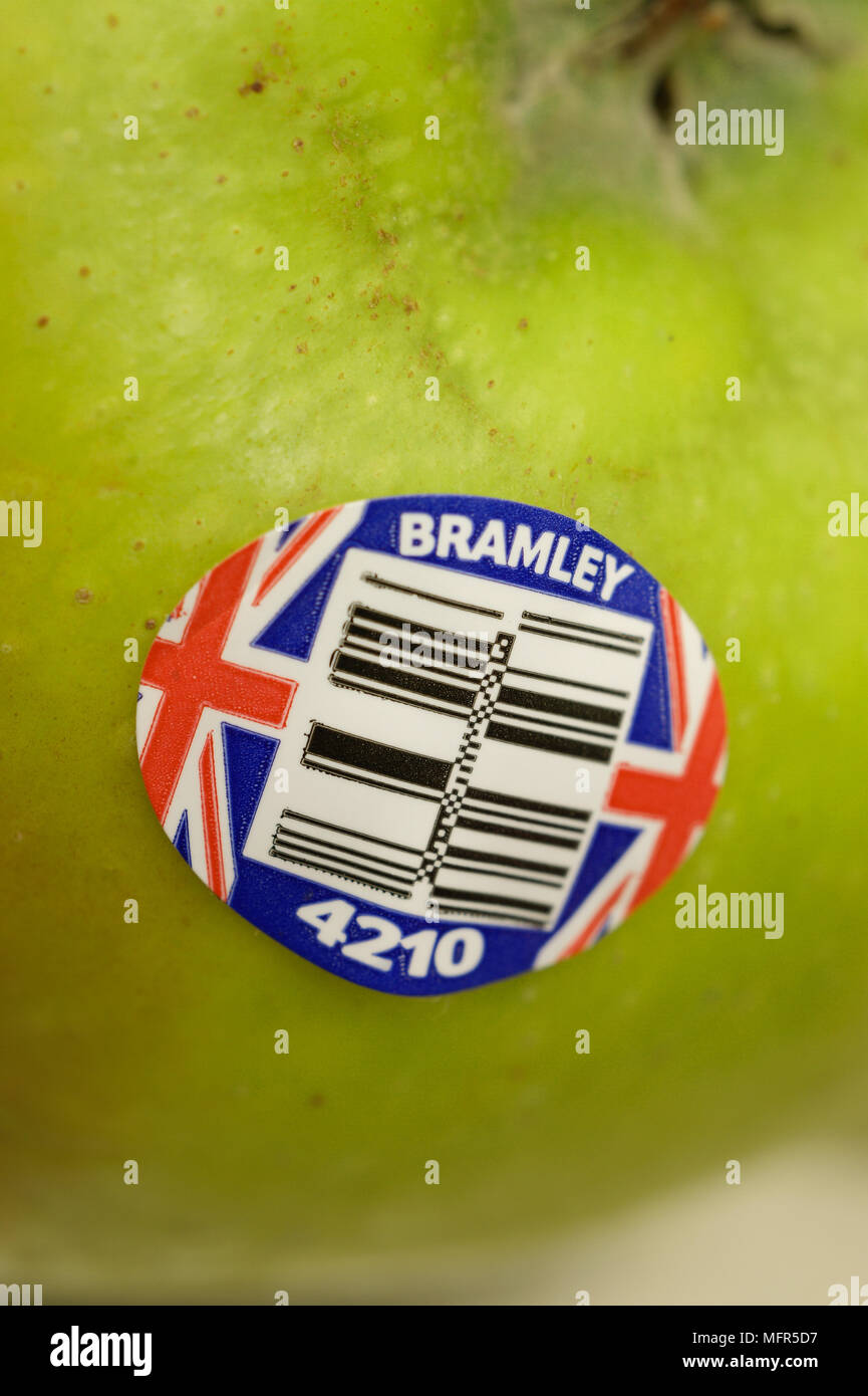 Bramley cooking apple with a British Union Jack logo sign Stock Photo ...