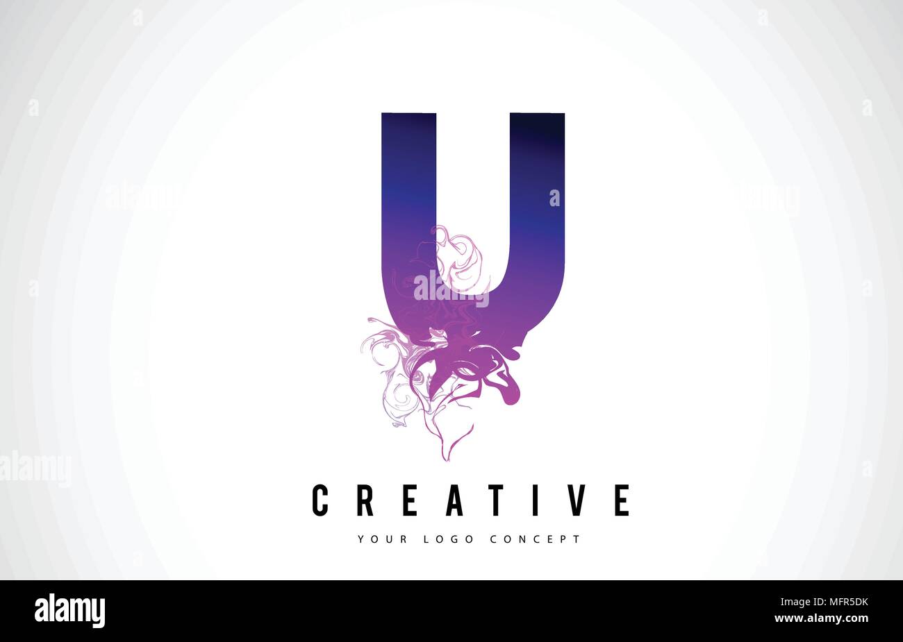 U Purple Letter Logo Design with Creative Liquid Effect Flowing Vector ...