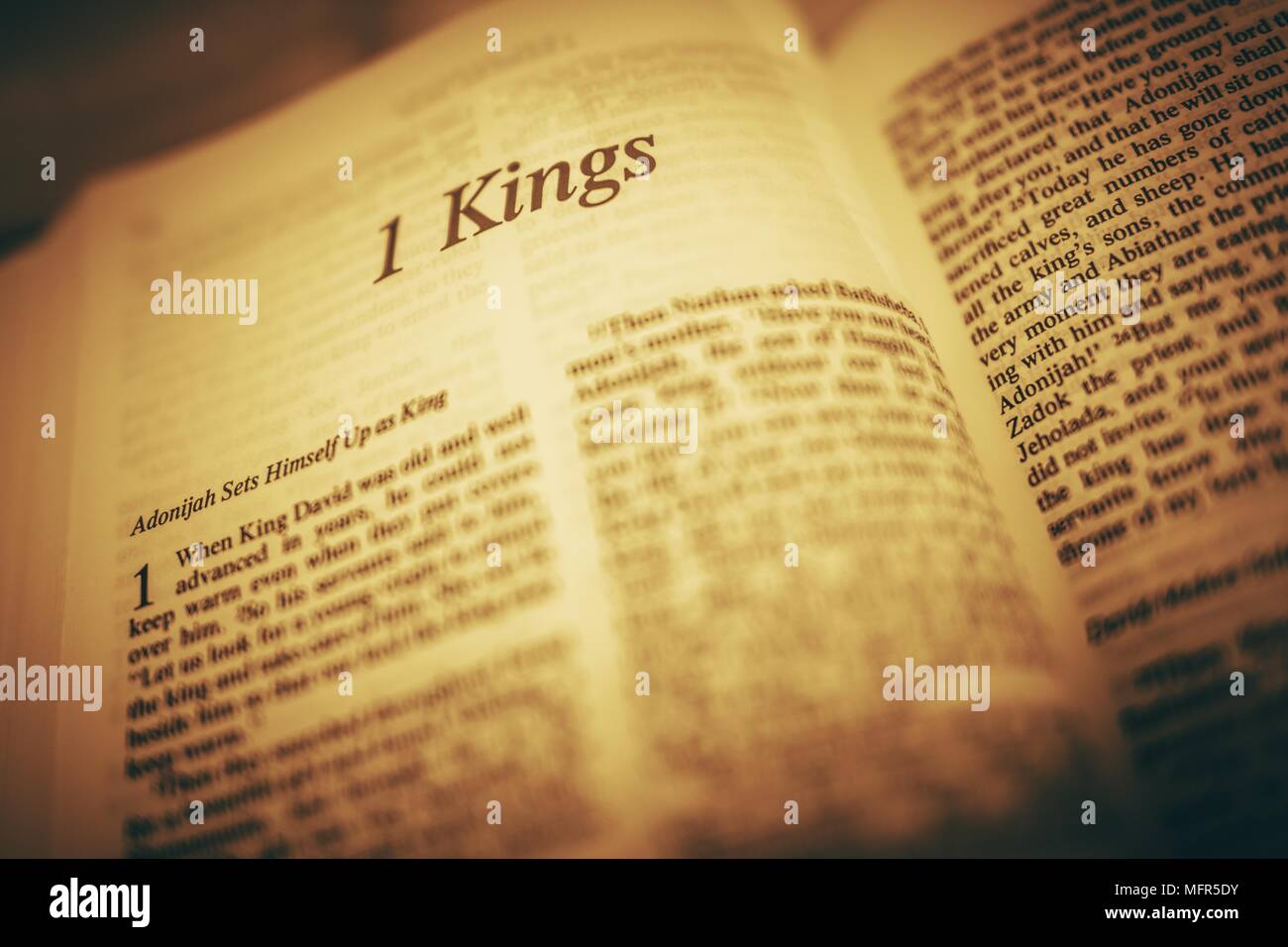Bible Reading. The Kings. Adonijah Sets Himself Up As a King. Sepia ...