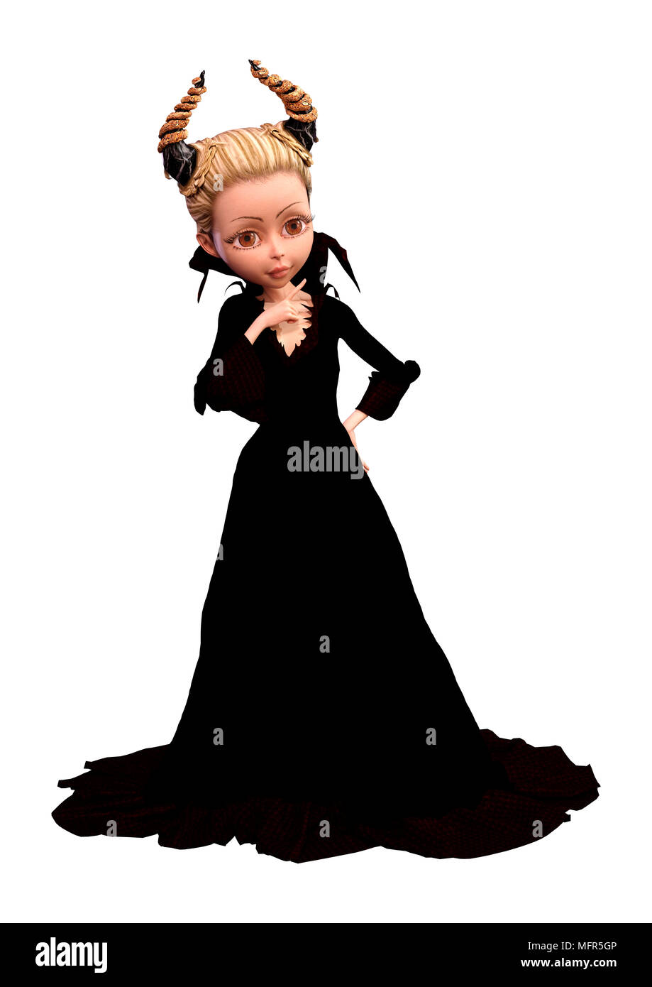 3D rendering of a little fairy tale witch isolated on white background ...