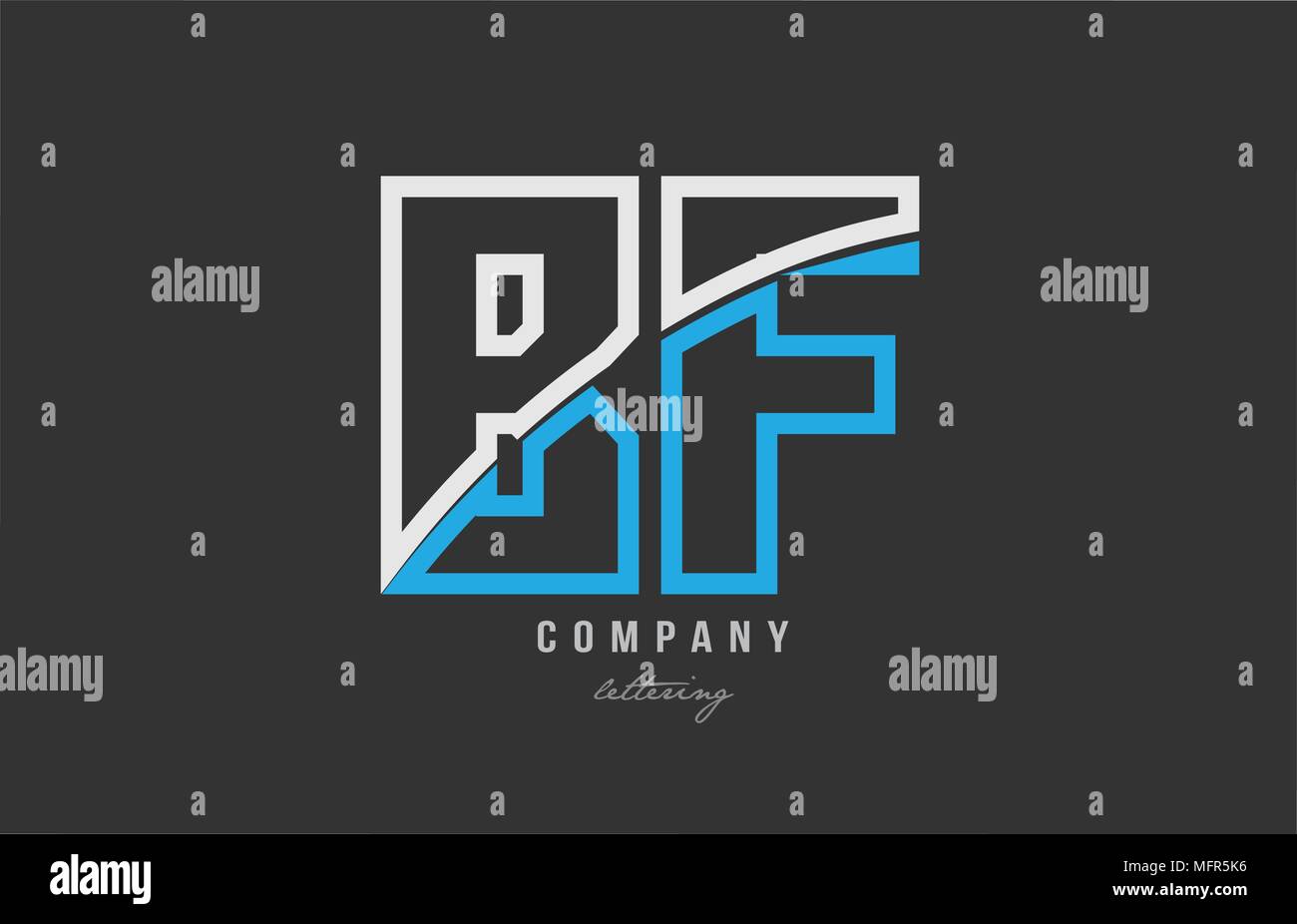 white blue alphabet letter bf b f logo combination design on black ...
