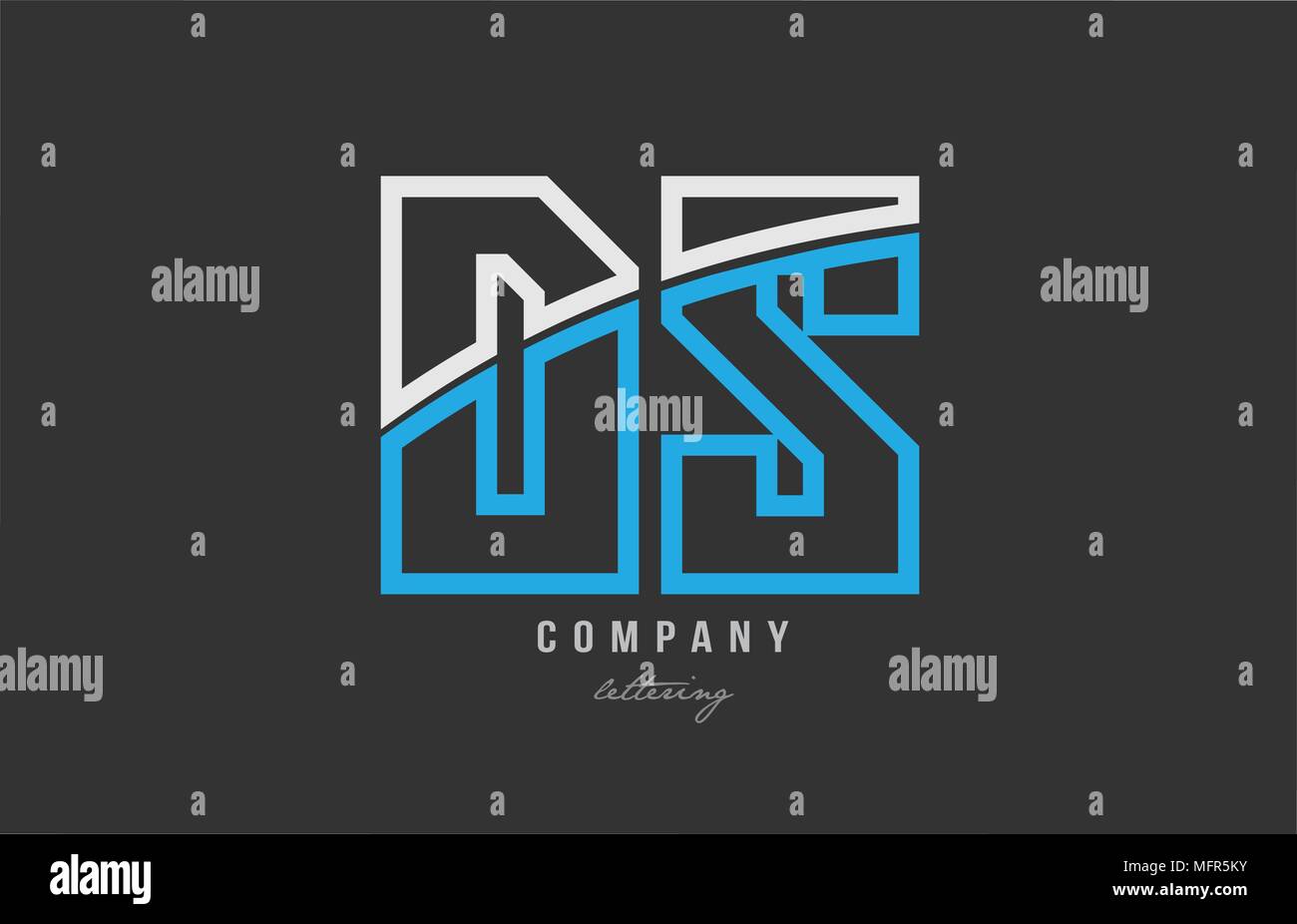 white blue alphabet letter ds d s logo combination design on black ...