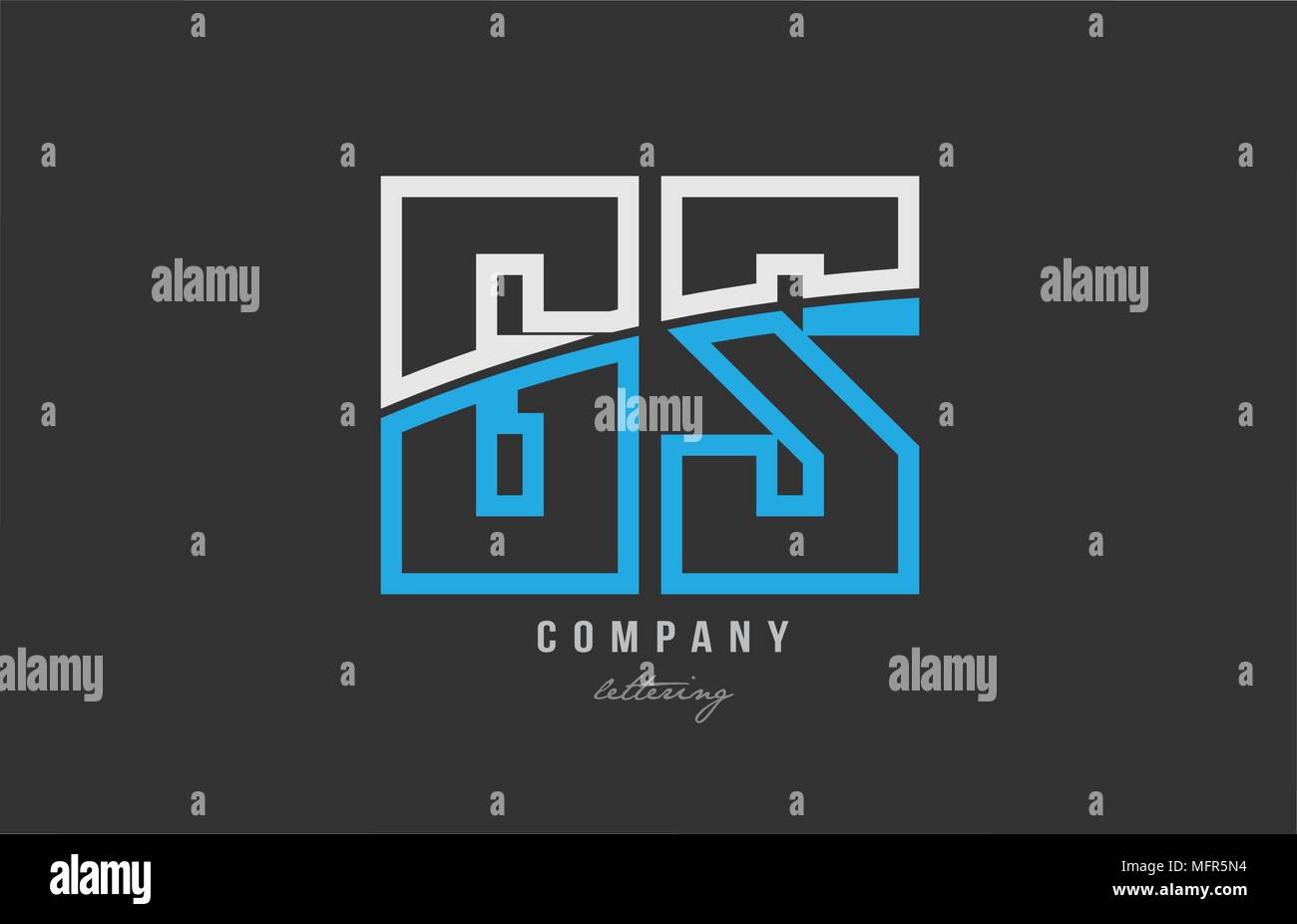 white blue alphabet letter gs g s logo combination design on black ...