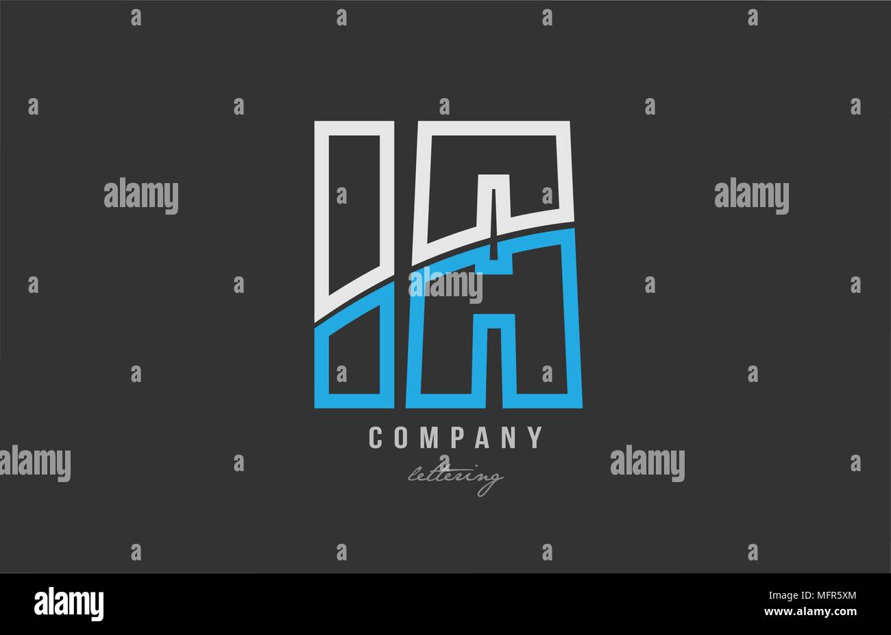 white blue alphabet letter ia i a logo combination design on black ...