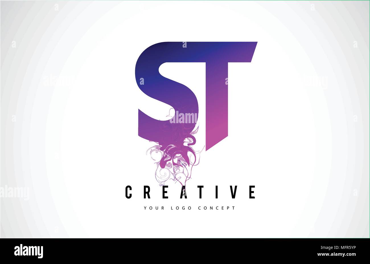 ST S T Purple Letter Logo Design with Creative Liquid Effect Flowing ...