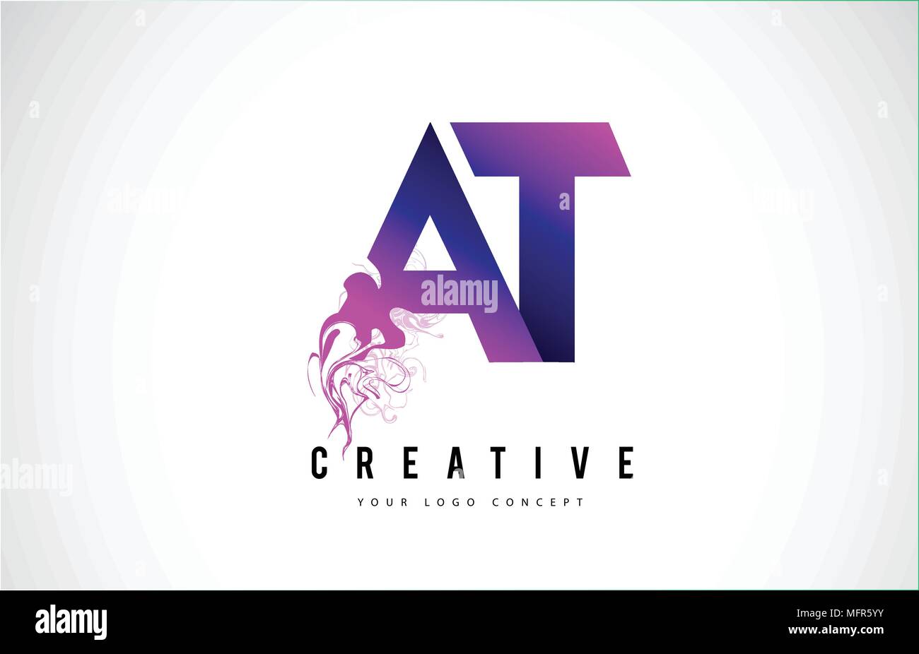 AT A T Purple Letter Logo Design with Creative Liquid Effect Flowing ...