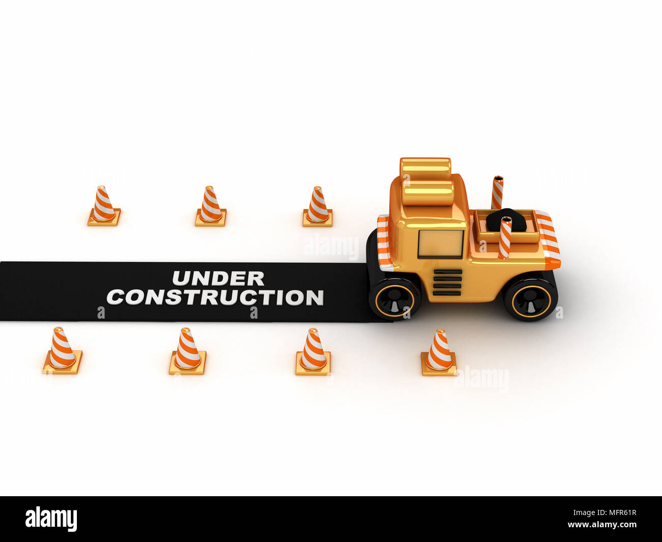 3d asphalt finisher on white background Stock Photo - Alamy