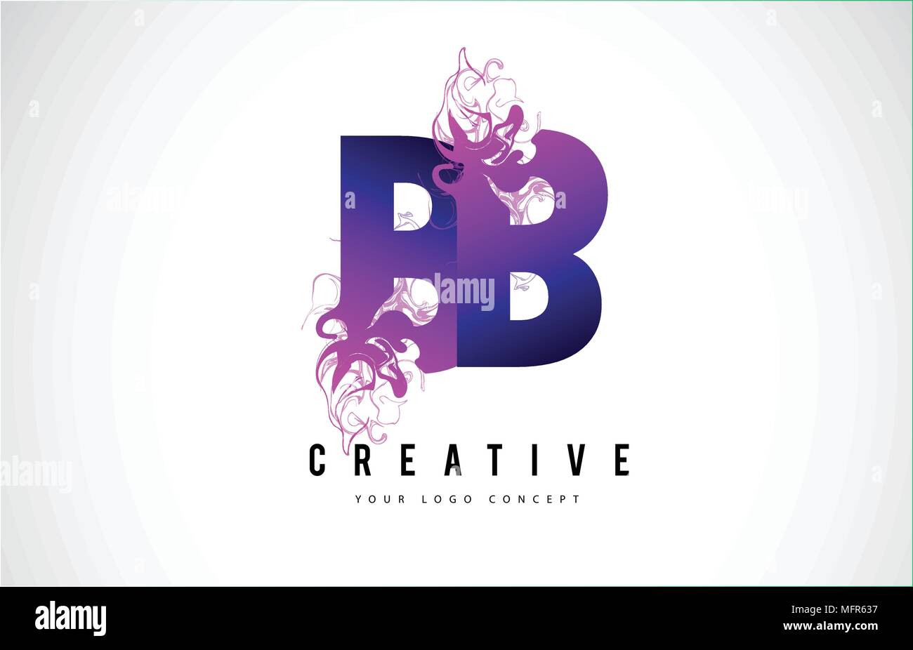 BB B B Purple Letter Logo Design with Creative Liquid Effect Flowing ...