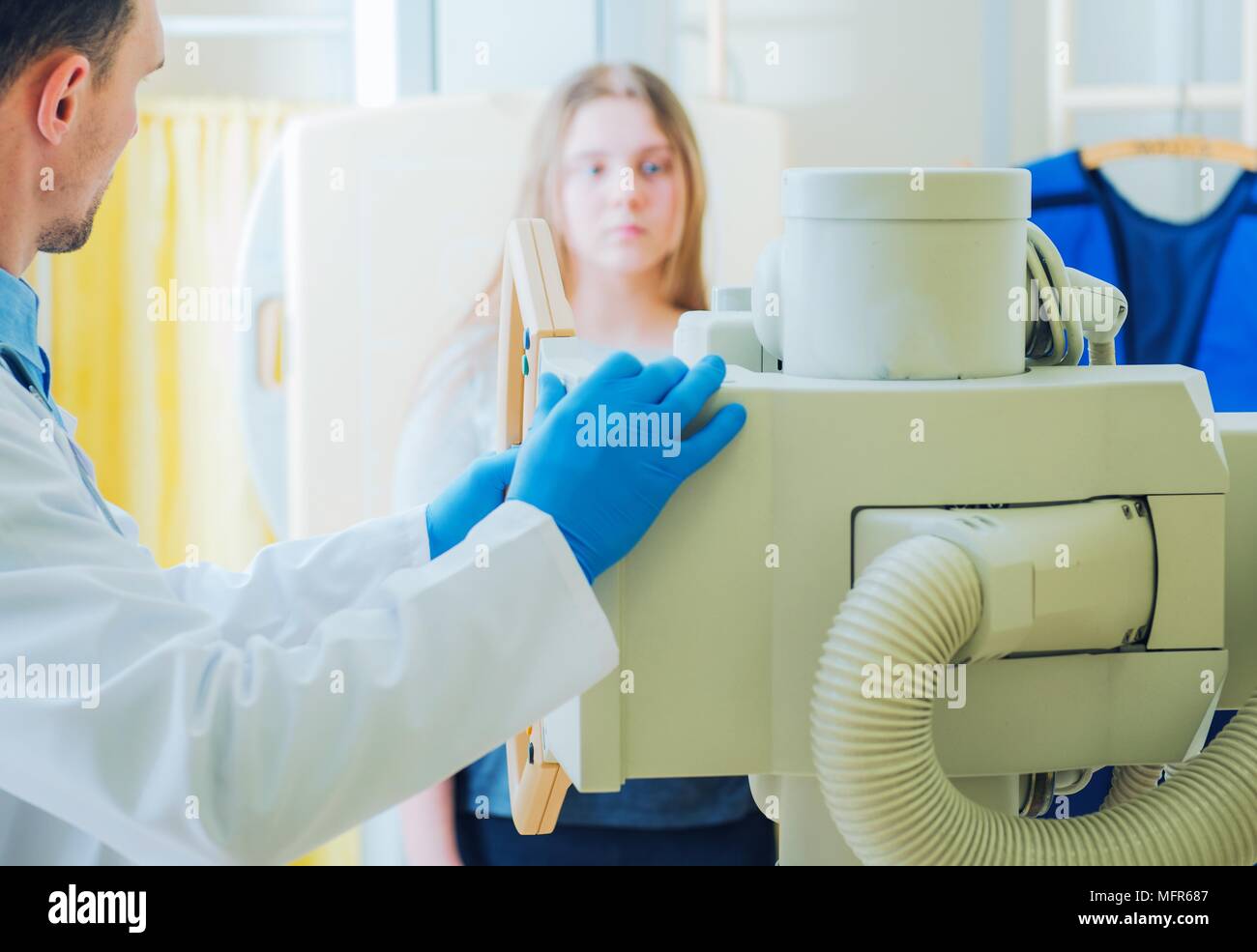 Girl During Xray Scanning in the Hospital. Healthcare Theme Stock Photo ...