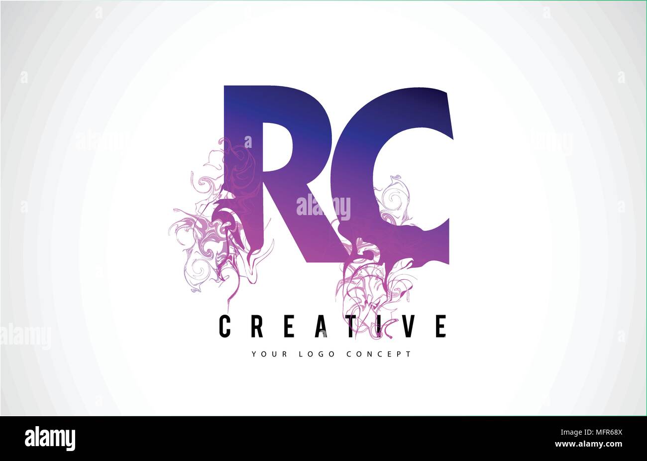 RC R C Purple Letter Logo Design with Creative Liquid Effect Flowing ...