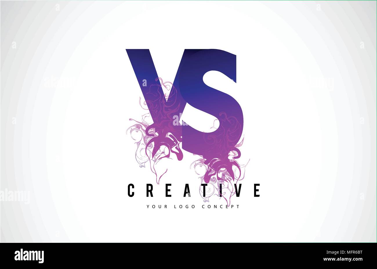 VS V S Purple Letter Logo Design with Creative Liquid Effect Flowing ...