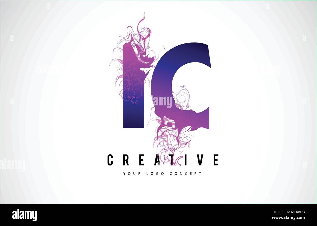 IC I C Purple Letter Logo Design with Creative Liquid Effect Flowing ...