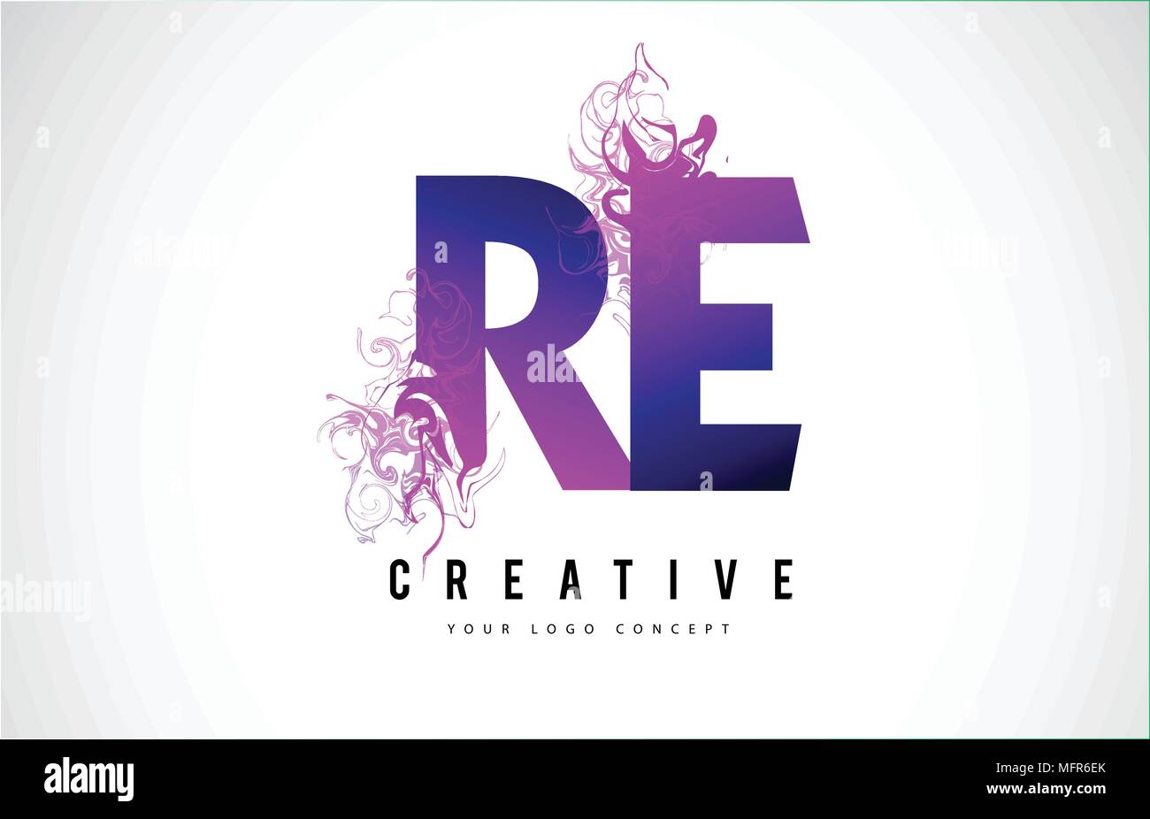 RE R E Purple Letter Logo Design with Creative Liquid Effect Flowing ...