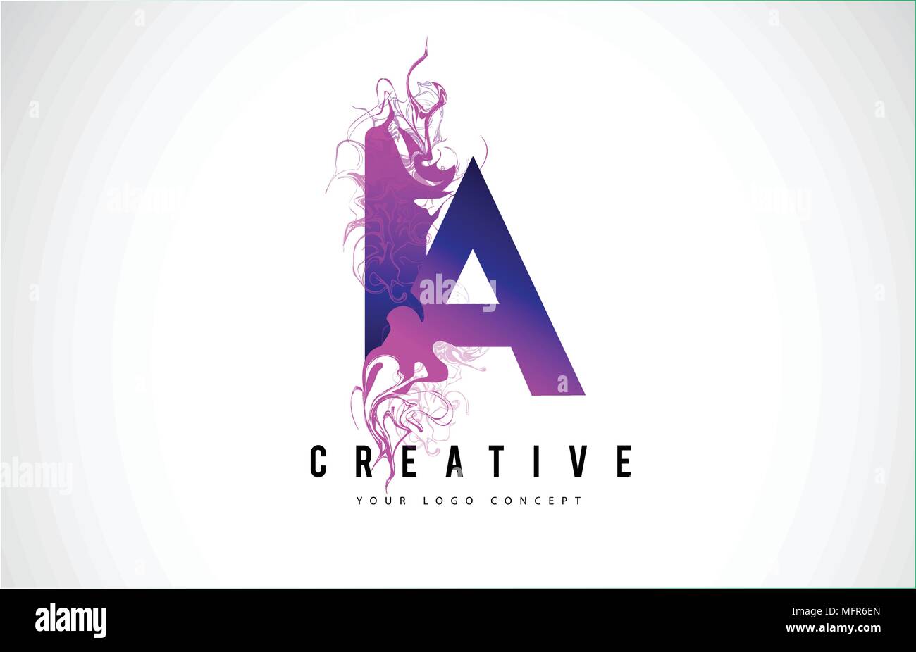 IA I A Purple Letter Logo Design with Creative Liquid Effect Flowing ...