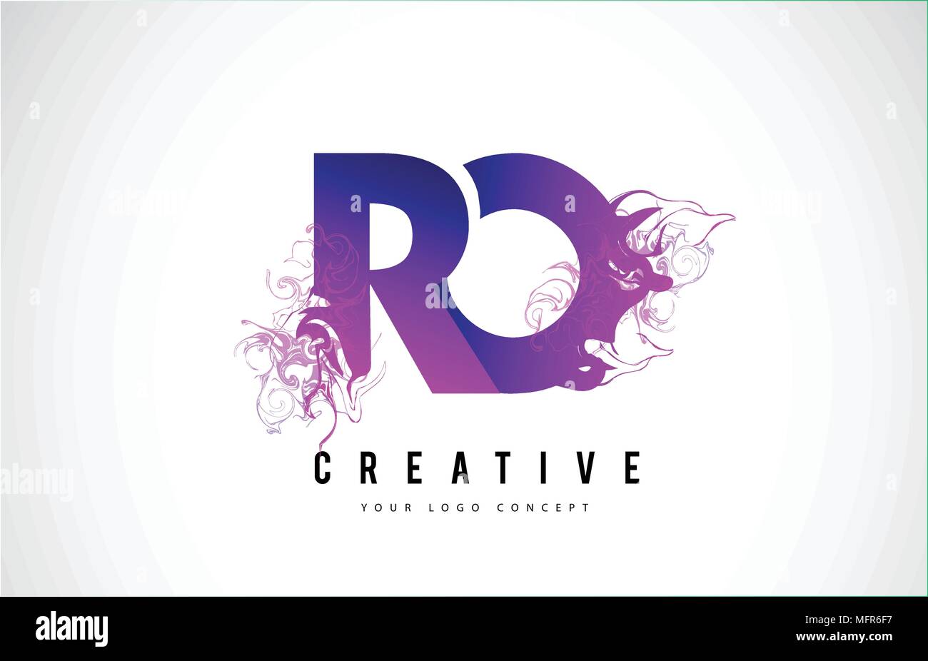 RO R O Purple Letter Logo Design with Creative Liquid Effect Flowing ...
