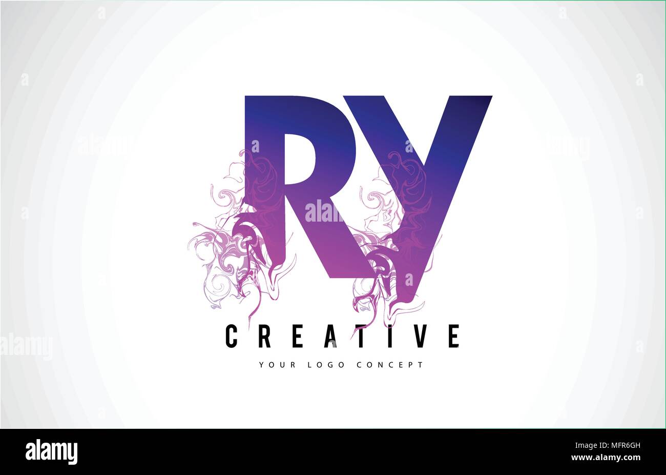 RY R Y Purple Letter Logo Design with Creative Liquid Effect Flowing ...