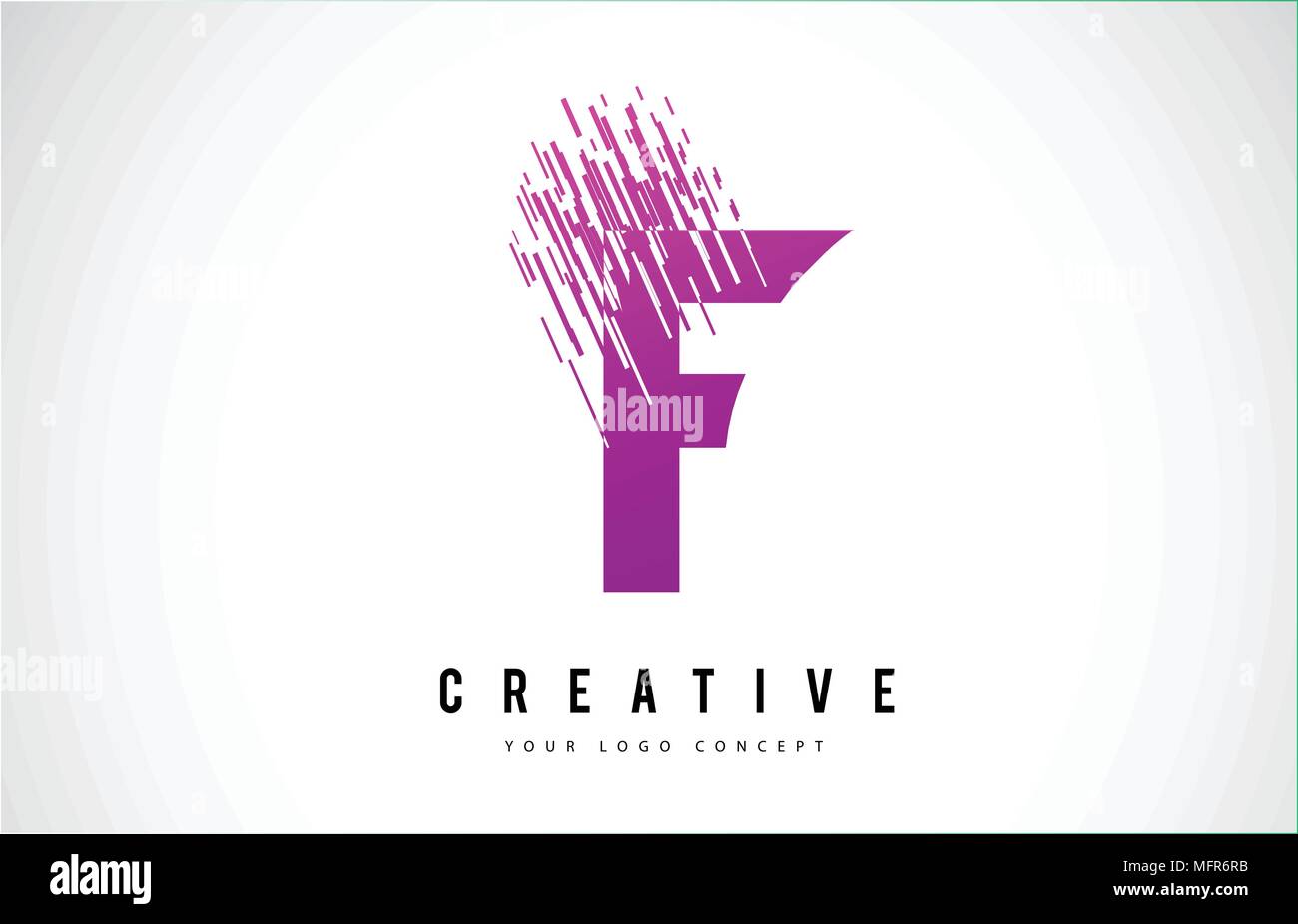 F Letter Logo Design with Purple Colors and Shattered Creative Particle ...