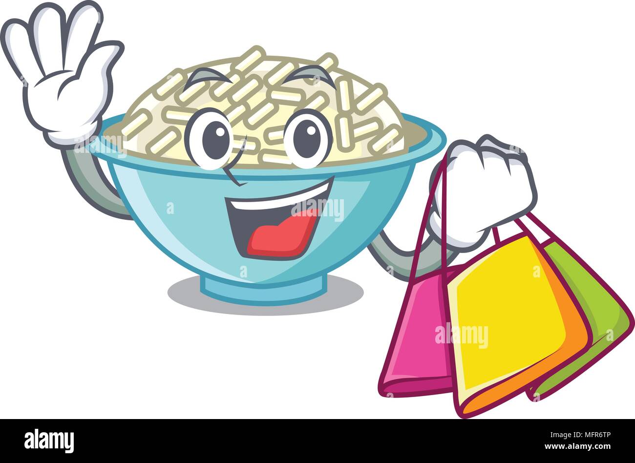 Shopping rice bowl character cartoon Stock Vector Image & Art - Alamy