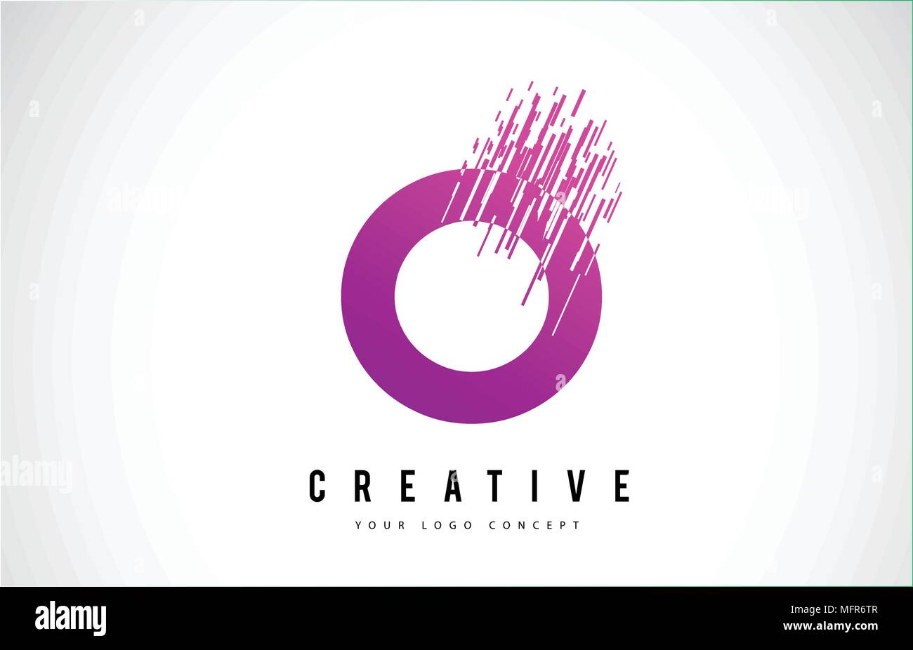 O Letter Logo Design with Purple Colors and Shattered Creative Particle ...