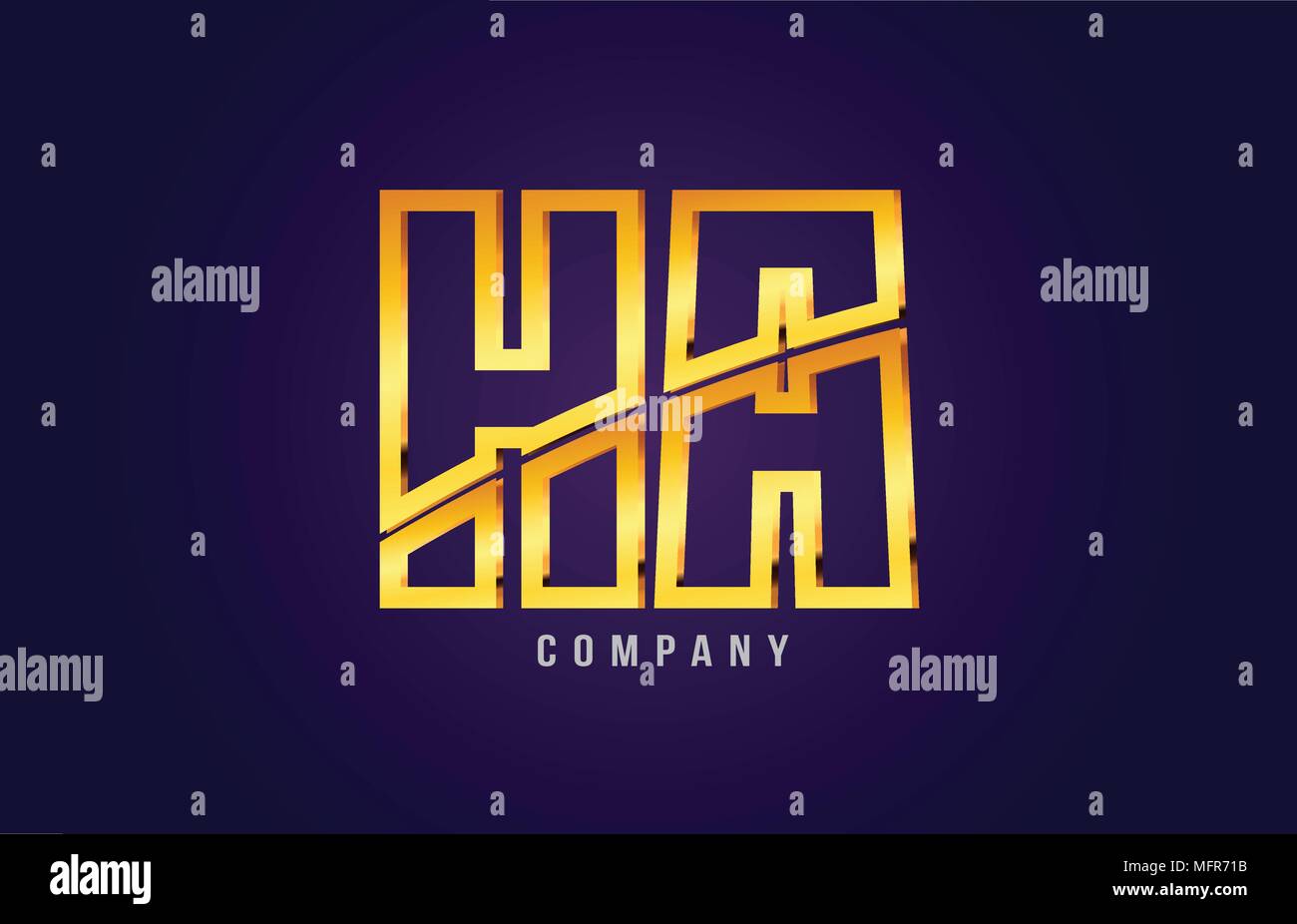 gold golden alphabet letter ha h a logo combination design suitable for ...