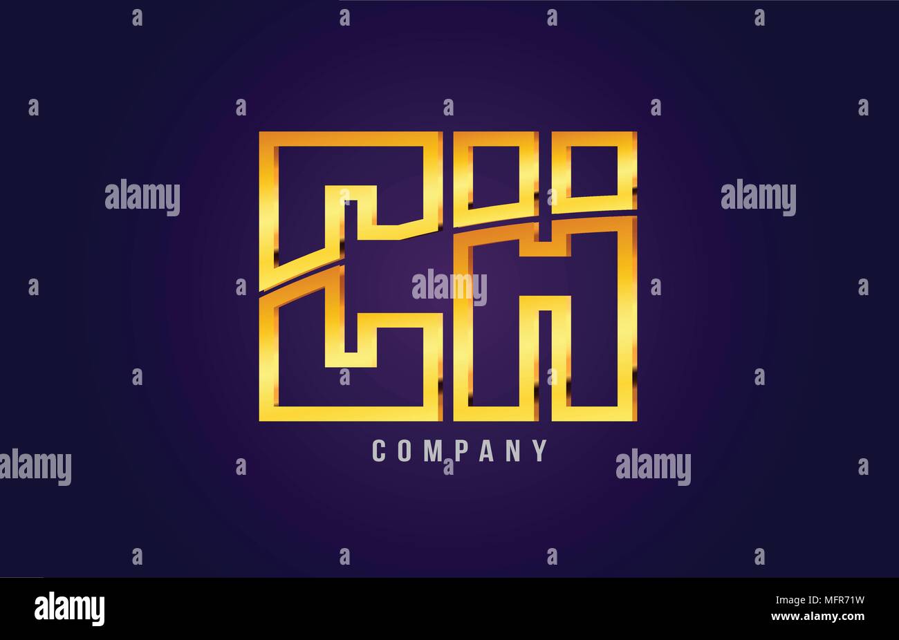 gold golden alphabet letter ch c h logo combination design suitable for ...