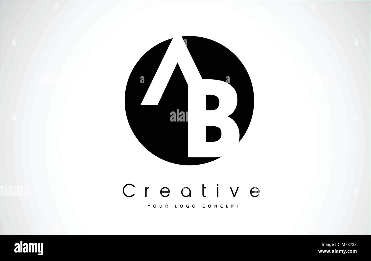 AB Letter Logo Design inside a Black Circle. Creative Lettering Logo ...