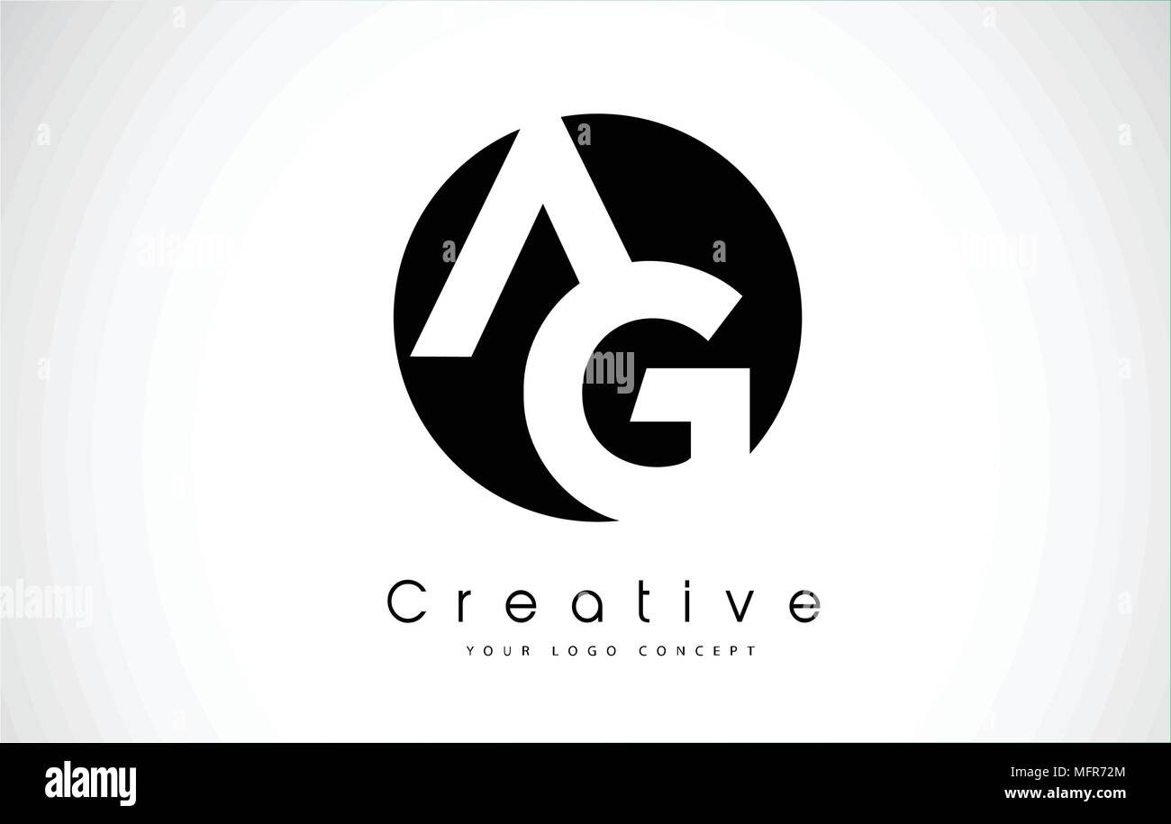 AG Letter Logo Design inside a Black Circle. Creative Lettering Logo ...