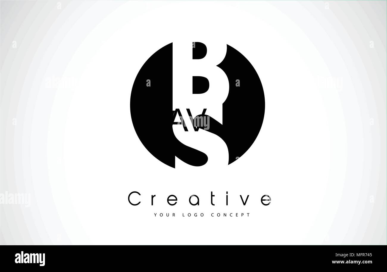 AV Letter Logo Design inside a Black Circle. Creative Lettering Logo ...