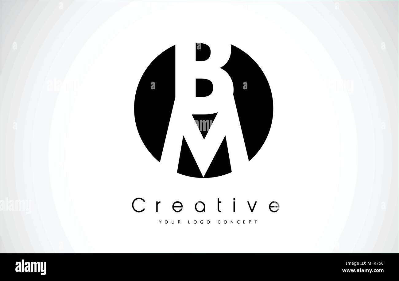 BM Letter Logo Design inside a Black Circle. Creative Lettering Logo ...