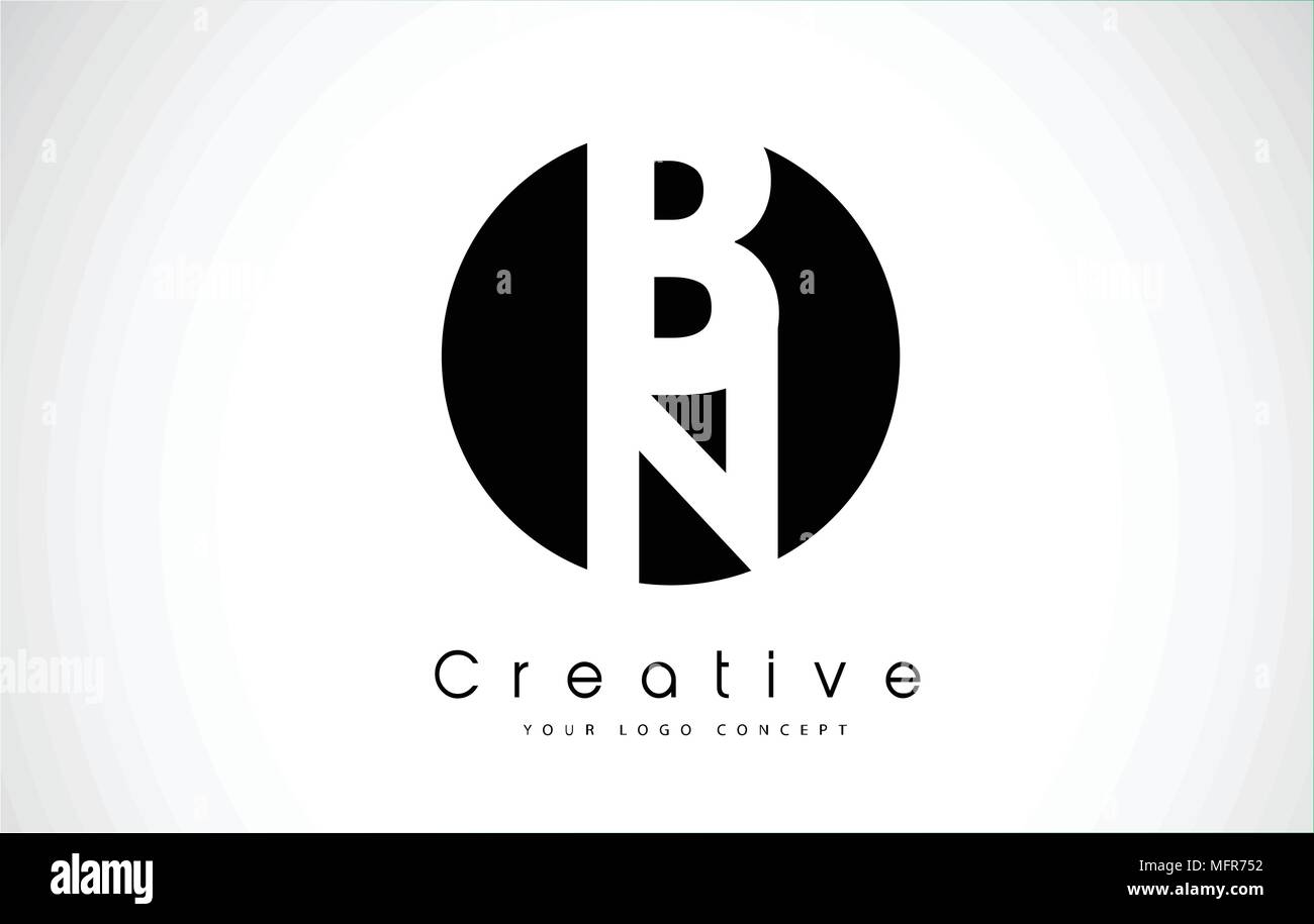 BN Letter Logo Design inside a Black Circle. Creative Lettering Logo ...