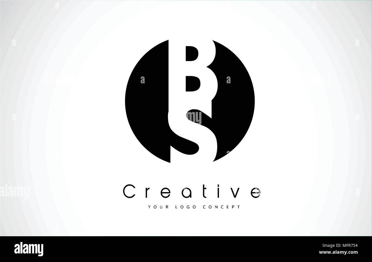 BS Letter Logo Design inside a Black Circle. Creative Lettering Logo ...
