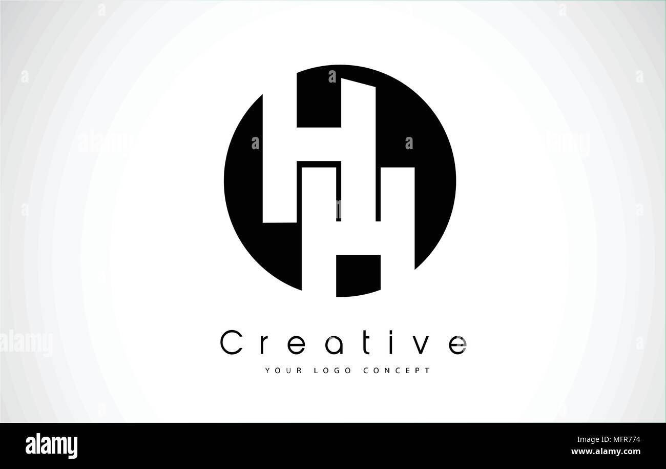 HH Letter Logo Design inside a Black Circle. Creative Lettering Logo ...