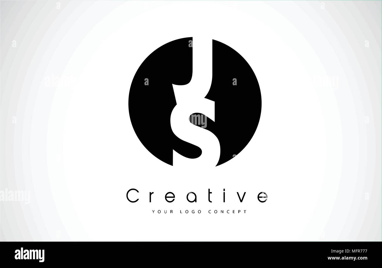 JS Letter Logo Design inside a Black Circle. Creative Lettering Logo ...