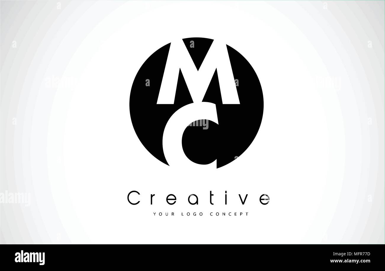 MC Letter Logo Design inside a Black Circle. Creative Lettering Logo ...