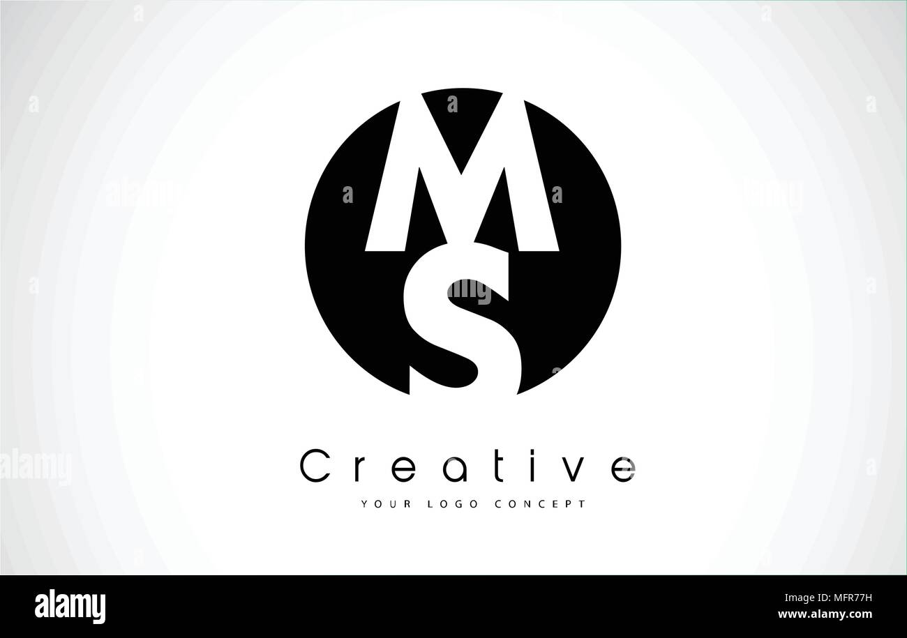 MS Letter Logo Design inside a Black Circle. Creative Lettering Logo ...