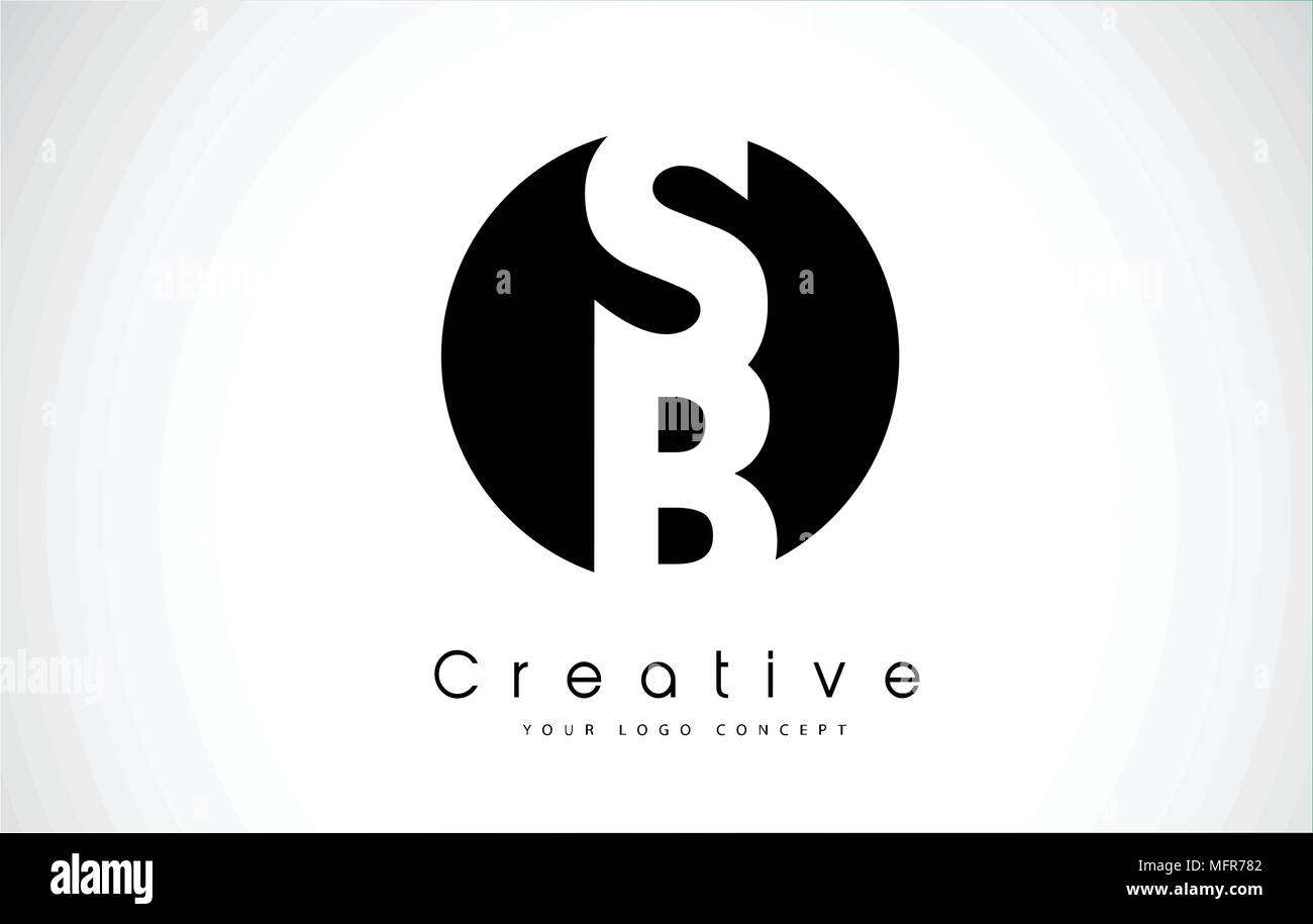 SB Letter Logo Design inside a Black Circle. Creative Lettering Logo ...