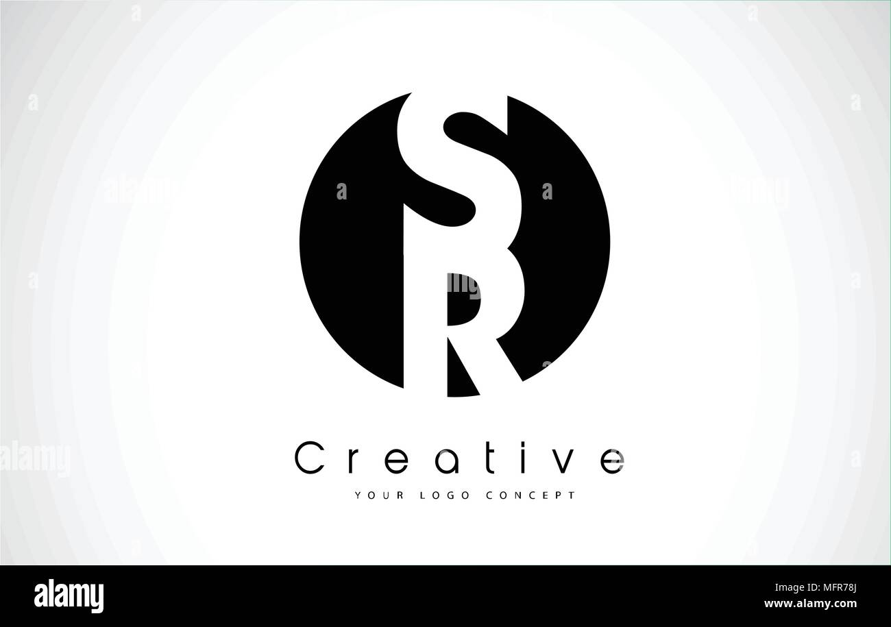 SR Letter Logo Design inside a Black Circle. Creative Lettering Logo ...